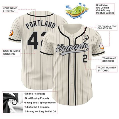 Custom Cream Gray Pinstripe Black Authentic Baseball Jersey Custom