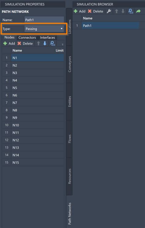 Simulation Properties Path Networks