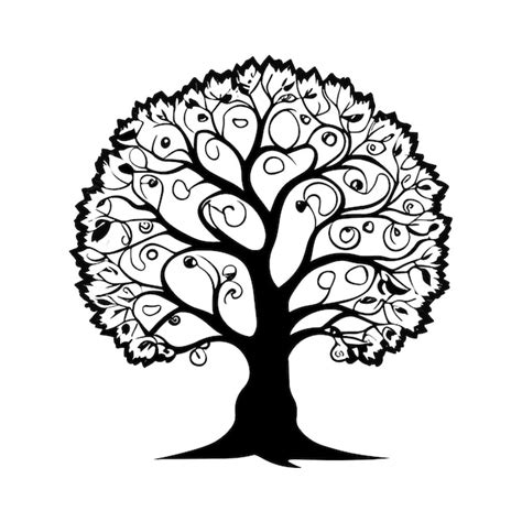 Premium Vector A Tree With A Heart Shaped Pattern On It