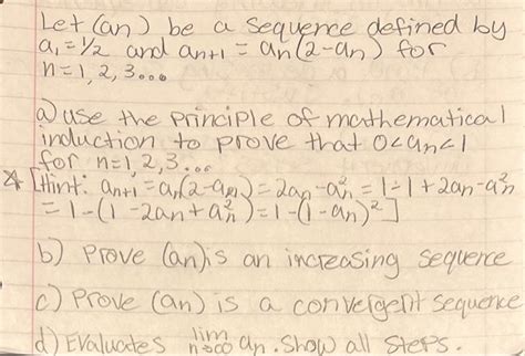 solved let an be a sequence defined by a1 1 2 and