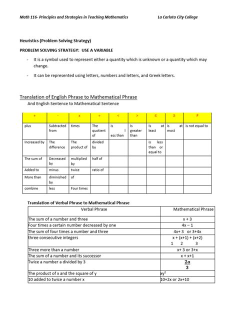 Use A Variable Pdf Numbers Mathematics