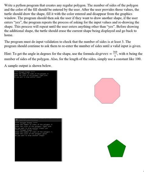 Solved Write A Python Program That Creates Any Regular