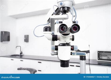 Image Of A Professional Dental Endodontic Binocular Microscope Stock