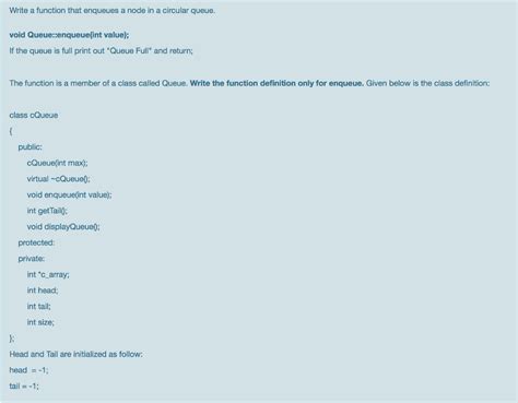 Solved Write A Function That Enqueues A Node In A Circular