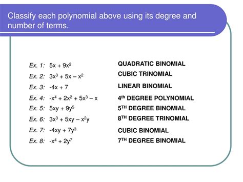 ppt classifying polynomials powerpoint presentation free download