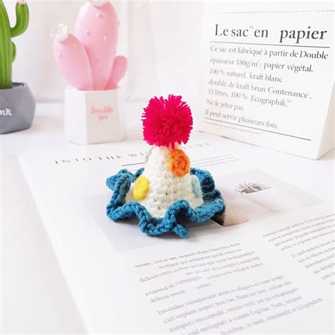 Badu Bg Котешки сладолед Вълнена шапка за рожден ден Сладко коте Парти Ръчно изработена плетена