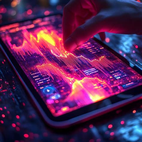Digital Data Visualization On Tablet Screen 3d Illustration Premium Ai Generated Image