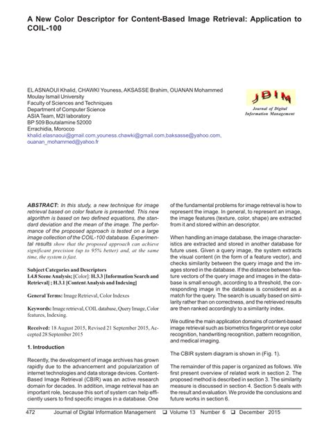 Pdf A New Color Descriptor For Content Based Image Retrieval