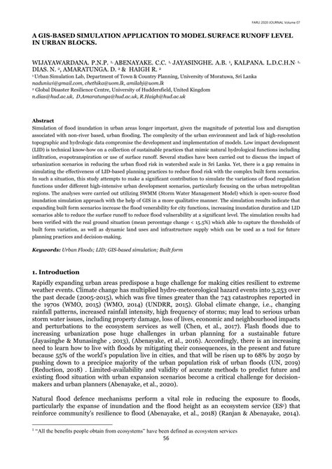 Pdf A Gis Based Simulation Application To Model Surface Runoff Level In Urban Blocks