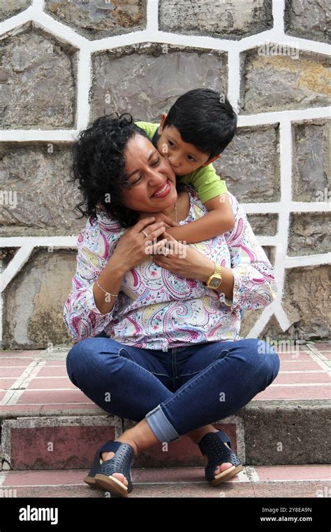 Dark Haired Latin Mom And Son Play And Have Fun Together Spend Quality