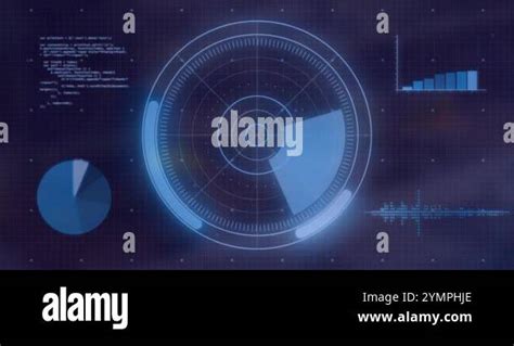 Radar Scanning Animation With Data Charts And Graphs On Grid Background Technology Analytics