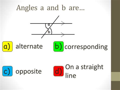 Parallel Lines And Angle Facts Quiz By Madalien Teaching Resources Tes