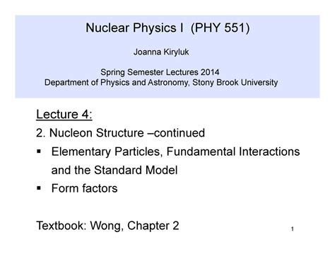 Lecture Slide 4 Qed Vs Qcd Nuclear Physics I Phy 551 Joanna Kiryluk Spring Semester