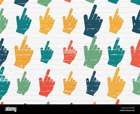 Web Development Concept Mouse Cursor Icons On Wall Background Stock Photo Alamy