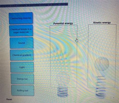 solved categorize each example as potential energy or