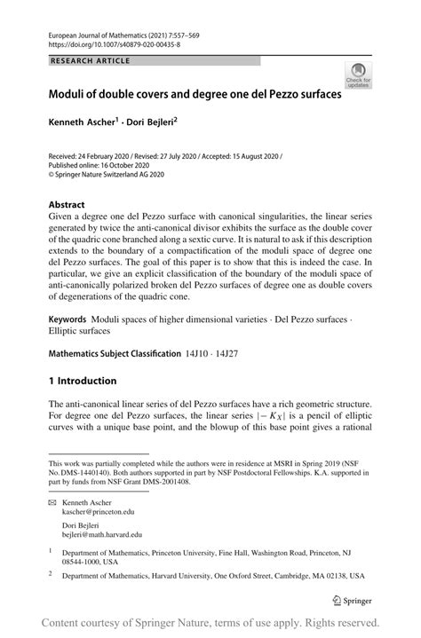 Moduli Of Double Covers And Degree One Del Pezzo Surfaces