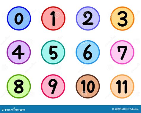 A Set Of Numbers On Colorful Circles Stock Photo Illustration Of Nine Freehand