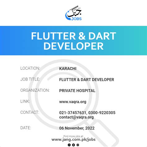 flutter and dart developer job private hospital jobs in karachi 54646