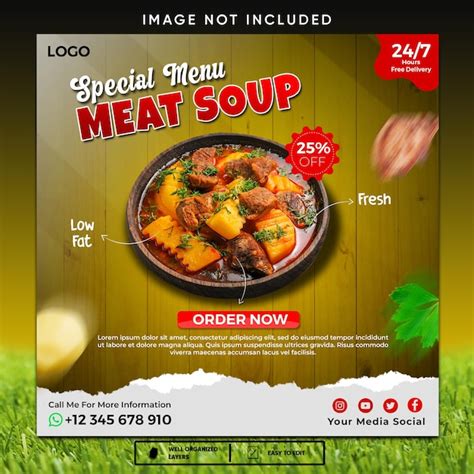 Premium Psd A Template For Special Menu With Meat Soup Image