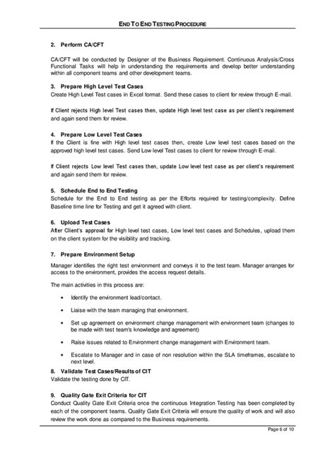 End To End Testing Procedure In Word And Pdf Formats Page Of