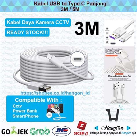 Jual Kabel Data Type C Panjang 3m 5m Pengisian Daya Cctv 8 Di Seller Velvet Store Cengkareng