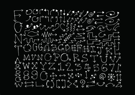 Sketch Arrows Alphabet Arrow Font A Through Z And Numbers Stock Illustration Illustration Of