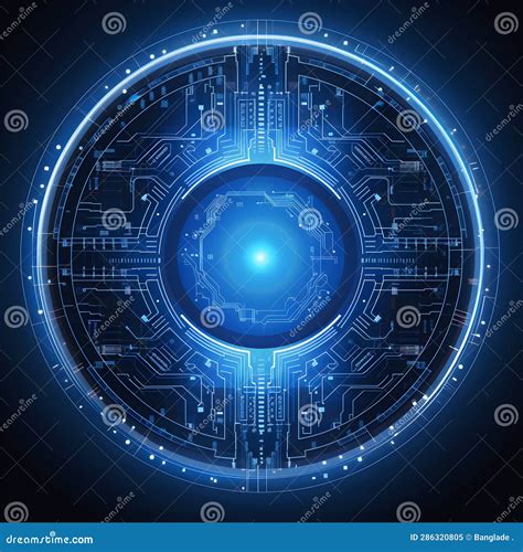 Abstract Technology Background With The Circuit Board And Blue Lights Generative Ai Stock