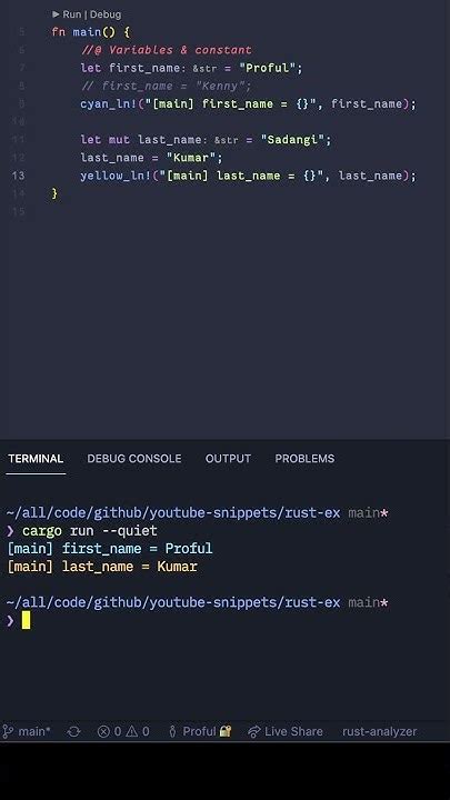 Rust Language Variables Shorts Rustlang Youtube