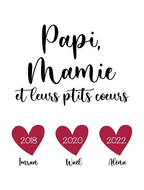 Cadeau Mamie Et Papi Affiche Fete Des Mamies Personnalisée Etsy France