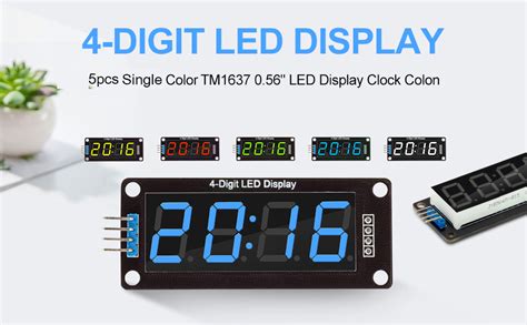 Amazon Com Diymore 5 Packs TM1637 0 56 Red LED Display Digital Tube Decimal 7 Segment 4 Digit