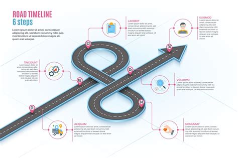 Premium Vector Isometric Navigation Map Infographic 6 Steps Timeline Concept Winding Road