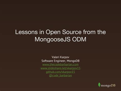 Lessons In Open Source From The Mongoosejs Odm Pdf