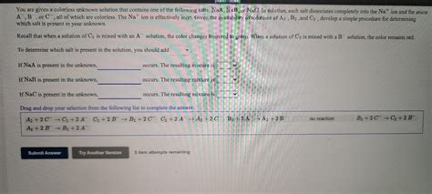 solved ndes you are given a colorless unknown solution that