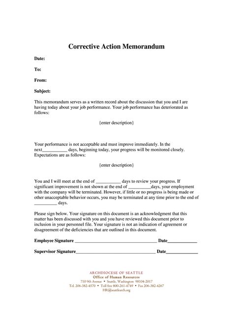 Fillable Online Corrective Action Memorandum Fax Email Print PdfFiller