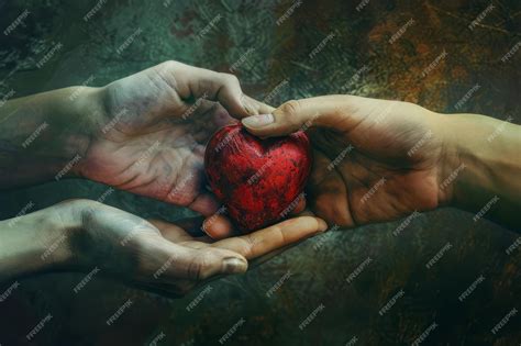 Visualization Of Empathy Hands Reaching Out To A Heart Gentle And Understanding Touch Premium