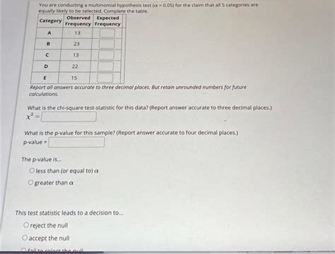 Solved You Are Conducting A Multinomial Hypothesis Test