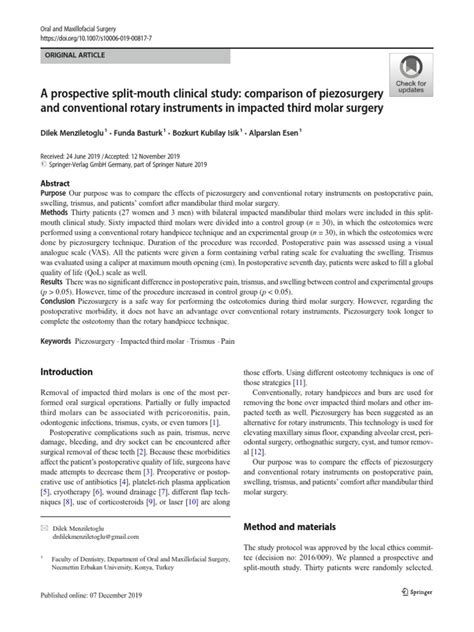 Piezosurgery Vs Conventional Pdf Surgery Medical Specialties