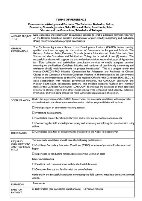 Cardi Vacancy Notice Enumerator Caribbean Agricultural Research And Development Institute