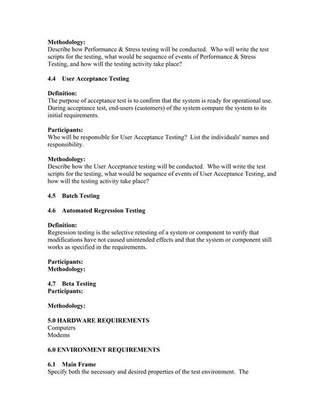Sample Test Plan Template Pdf