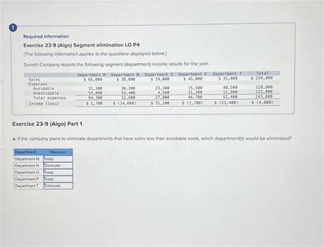 solved required information exercise 23 9 algo segment
