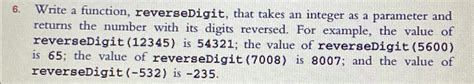 Solved Cwrite A Function Reversedigit That Takes An