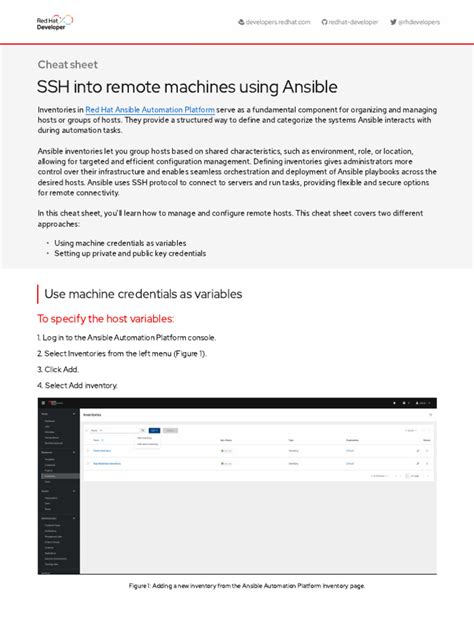 Cheat Sheet Ssh Into Remote Machines Using Ansible Pdf Computer