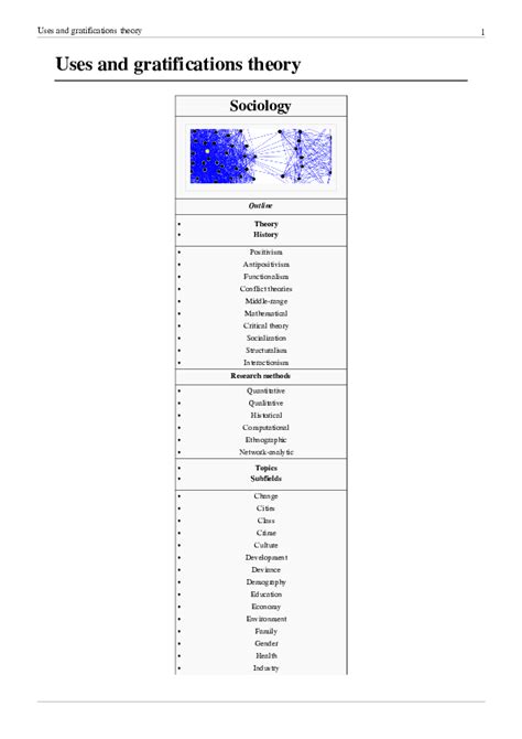 Pdf Uses And Gratifications Theory 1 Uses And Gratifications Theory Sociology Outline Bullet