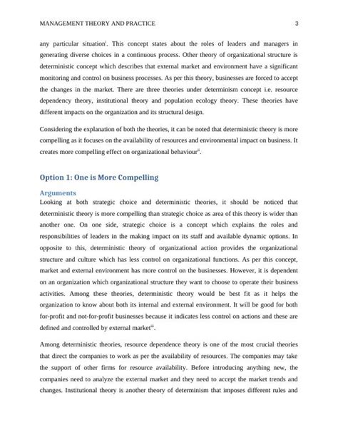 Deterministic Theory Vs Strategic Choice Theory In Organizational Design