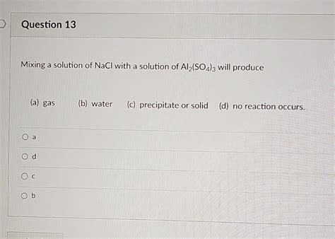Solved Mixing A Solution Of NaCl With A Solution Of Chegg