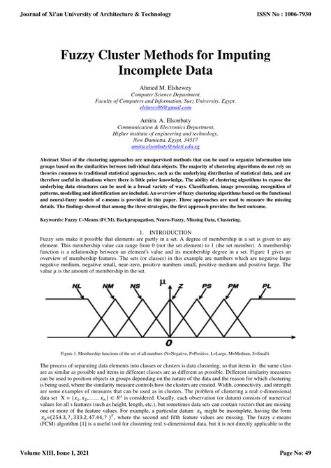 Pdf Fuzzy Cluster Methods For Imputing Incomplete Data