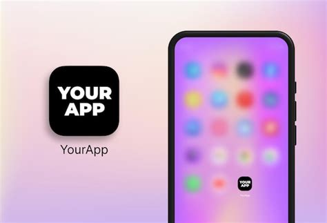 Premium Psd Mobile App Mockup With Blur App Icons And Smartfon