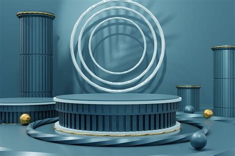 연단이 있는 3d 렌더링 화장품을 보여주기 위해 서십시오 받침대 디스플레이 스튜디오의 무대 쇼케이스 0명에 대한 스톡 사진 및 기타 이미지 Istock