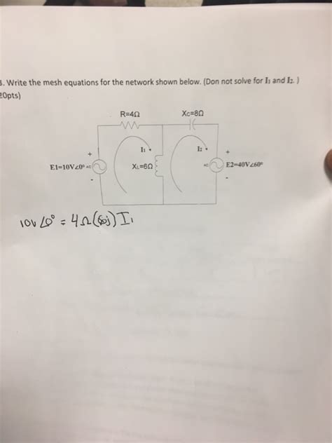 solved write the mesh equations for the network shown below