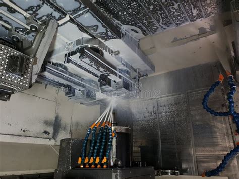 Metalworking CNC Milling Machine Produces Metal Detail On Factory Cutting Metal Modern